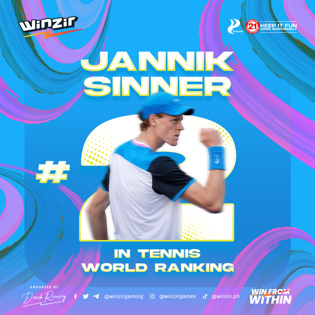 JANNIK SINNER MOVE TO NO.2 IN TENNIS WORLD RANKINGS