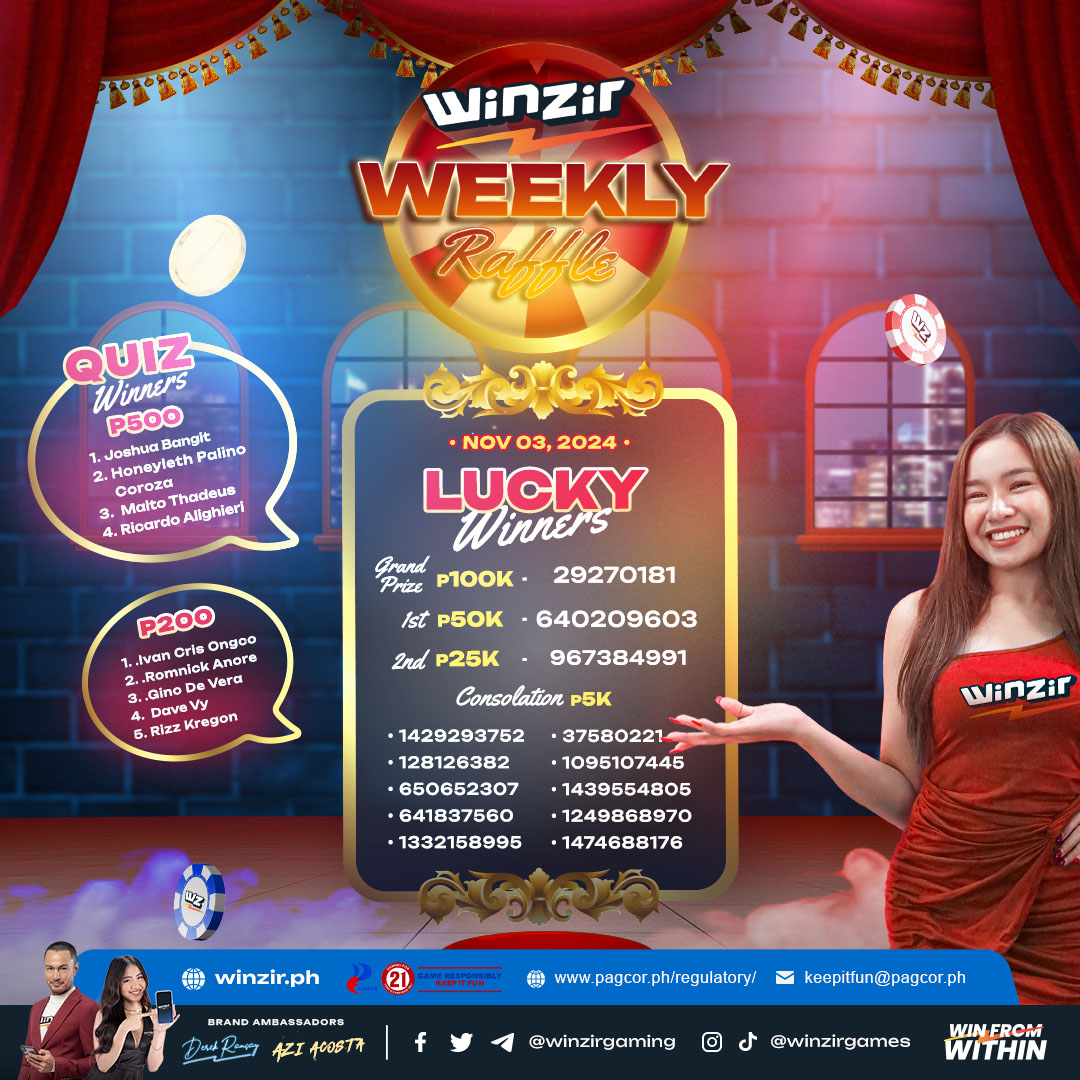 Weekly Raffle Winners I Nov 03, 2024