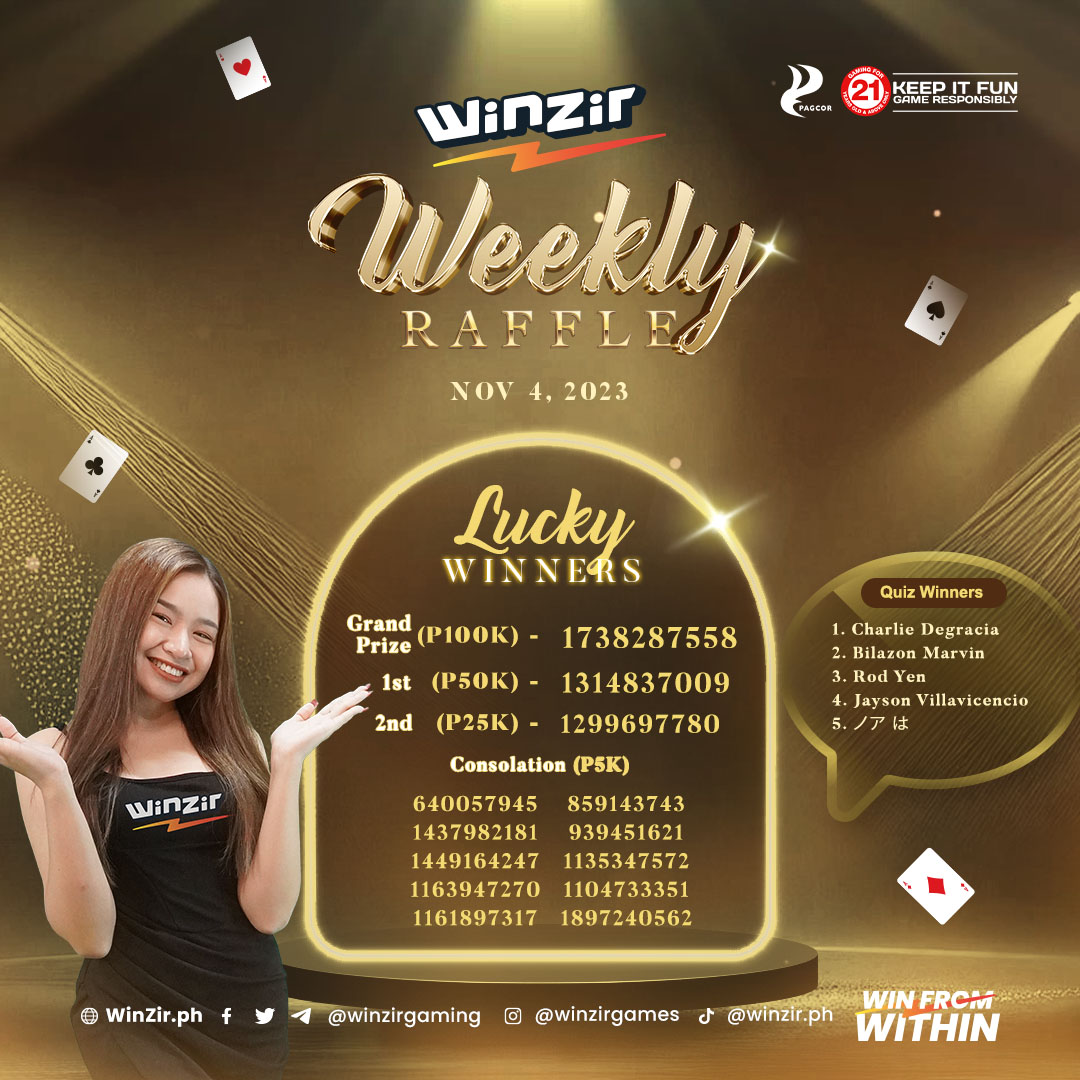 Weekly Raffle Winners | November 4